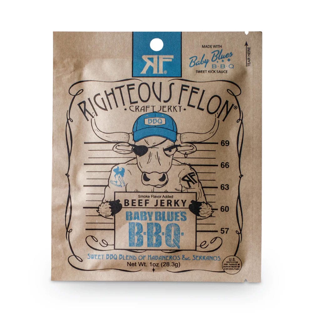 Righteous Felon 1oz Baby Blues BBQ Beef Jerky – Campmor