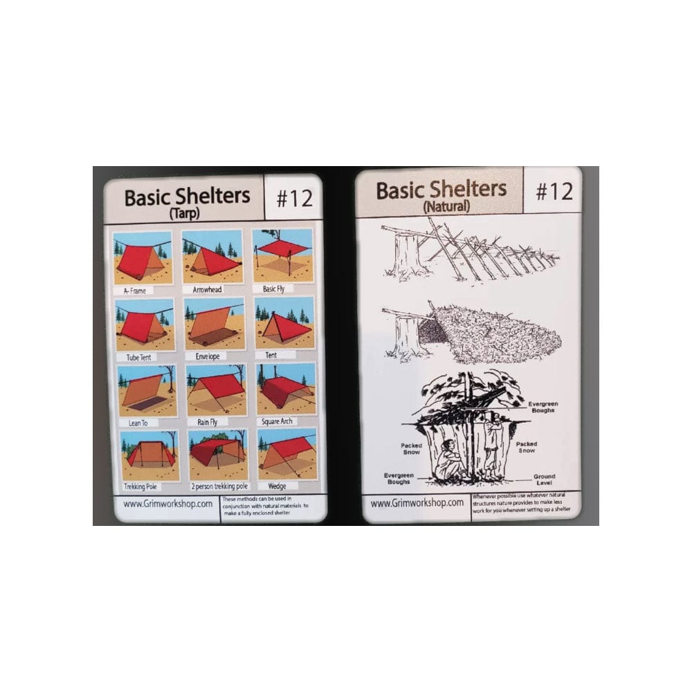 Grim Workshop Tip Card:#12 Shelter Tip Card Tarp and Natural Shelters ...