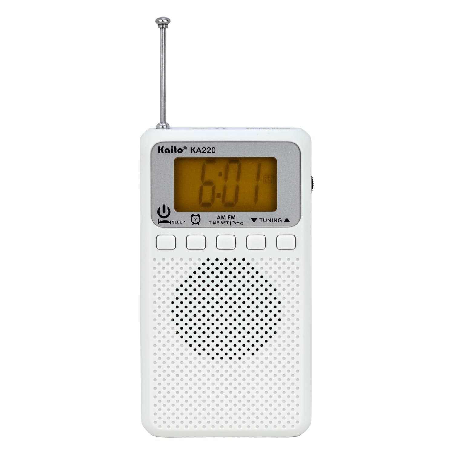 Kaito KA220W Pocket Digital AM/FM Radio with Alarm Clock & Sleep Timer ...